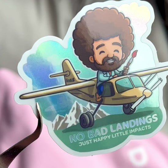 No Bad Landings Just Happy Little Impacts Bob Ross Vinyl Sticker ...